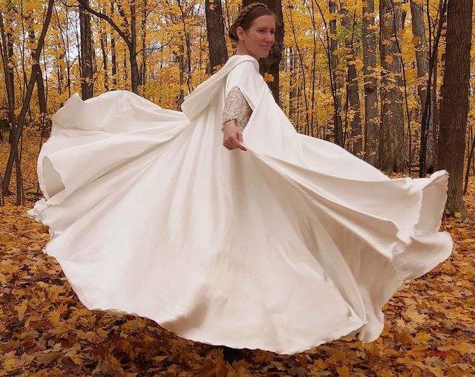 White Satin Cloak Full Circle YOUR LENGTH - Etsy