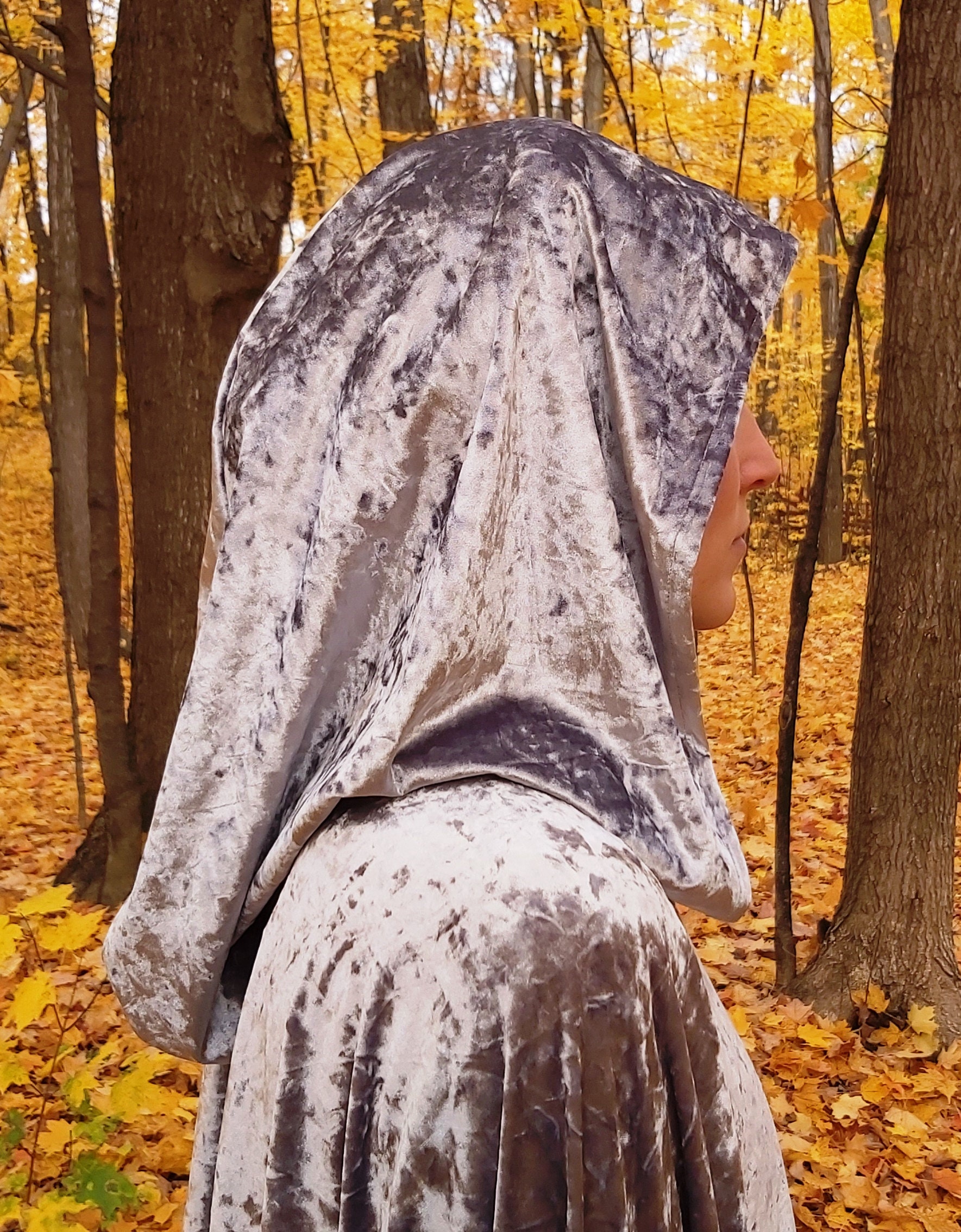 FULL CIRCLE Silver Grey Crushed Velvet Cloak Your Length | Etsy