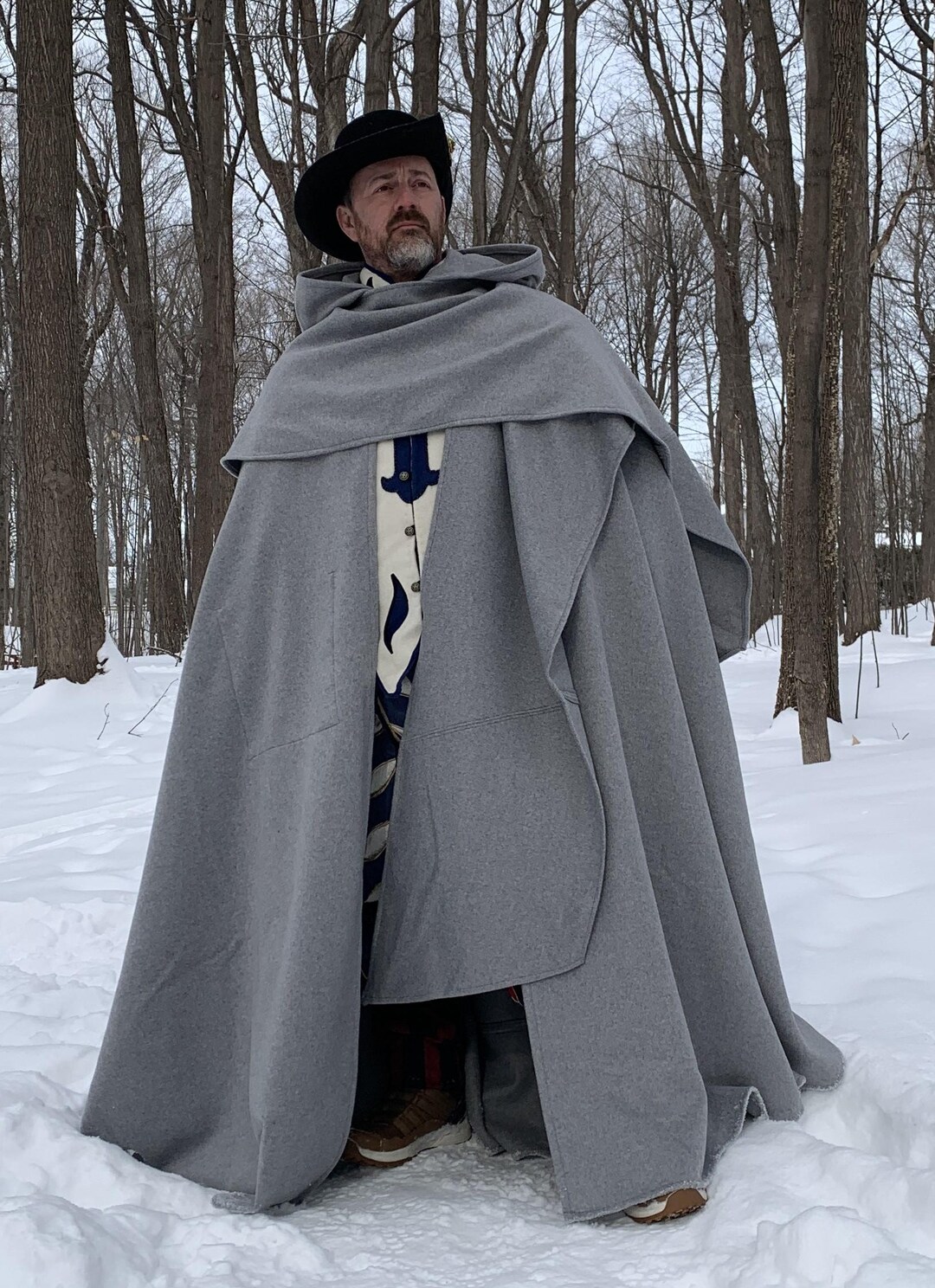 Pale Gray Thick WOOL Cloak With Cape-scarf - Custom Length - Etsy