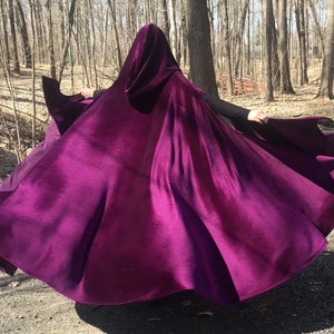 FULL CIRCLE Plum Purple Velvet Cloak - Xlarge Hood Lined With Velvet ...