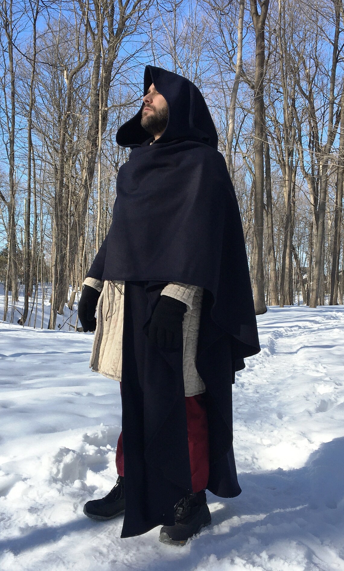 Navy Blue WOOL Cloak - Accessible Hands - Custom Length - Etsy