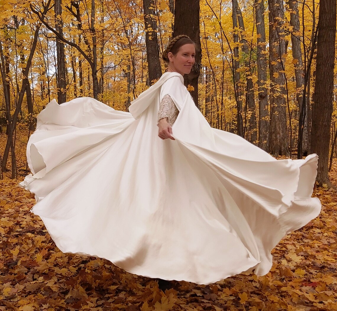 White satin cloak full circle YOUR LENGTH | Etsy