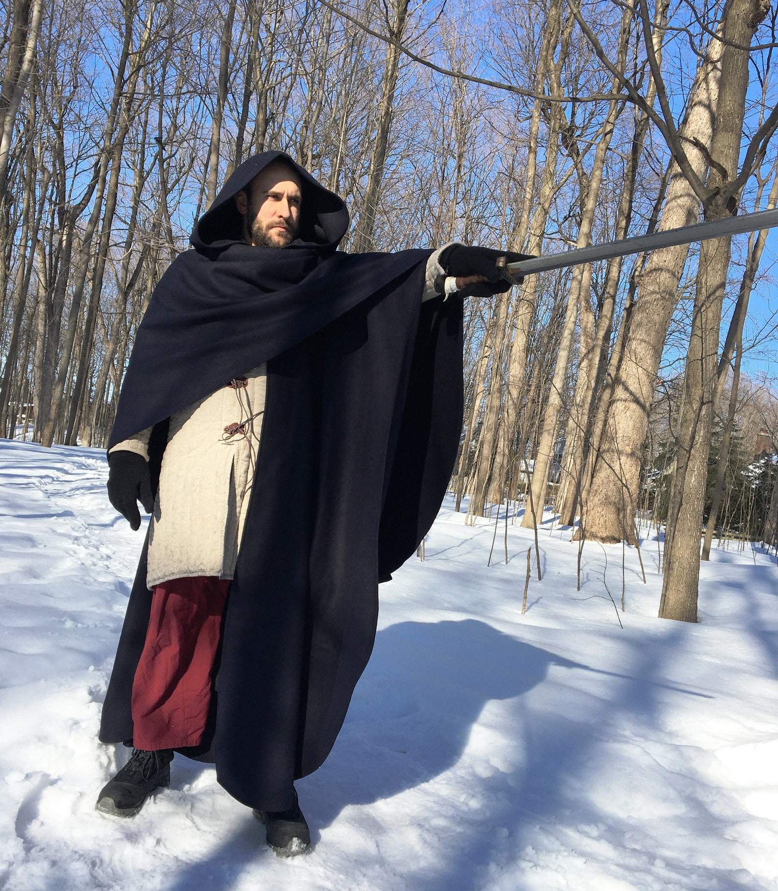 Navy Blue WOOL Cloak - Accessible Hands - Custom Length - Etsy