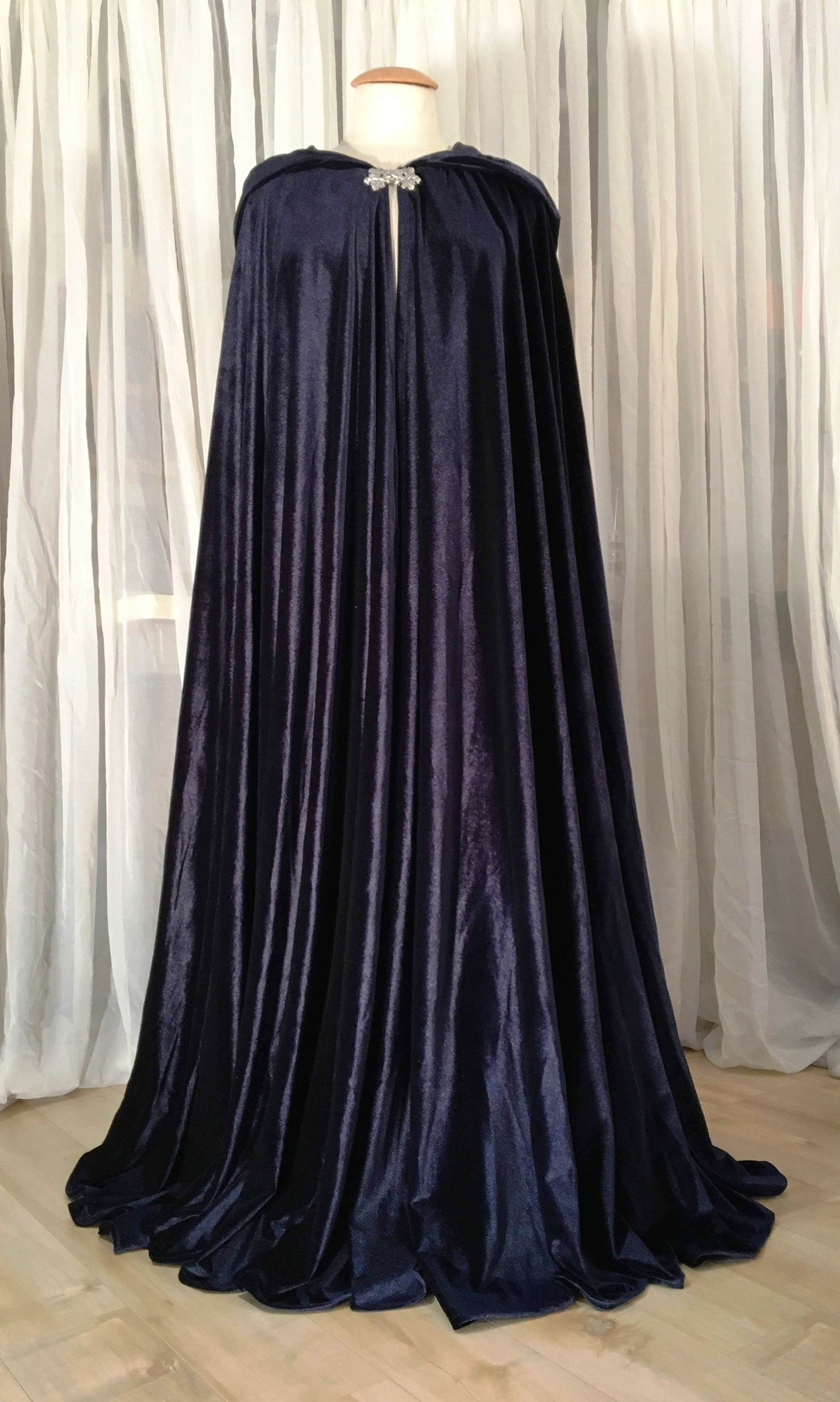 FULL CIRCLE Navy Blue Velvet Cloak Custom Length - Etsy