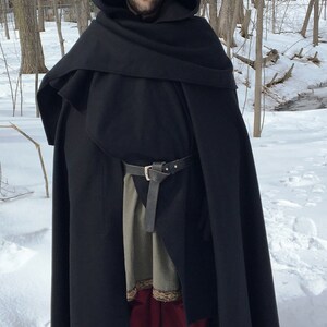 Black WOOL Cloak With Cape-scarf - Custom Length - Etsy
