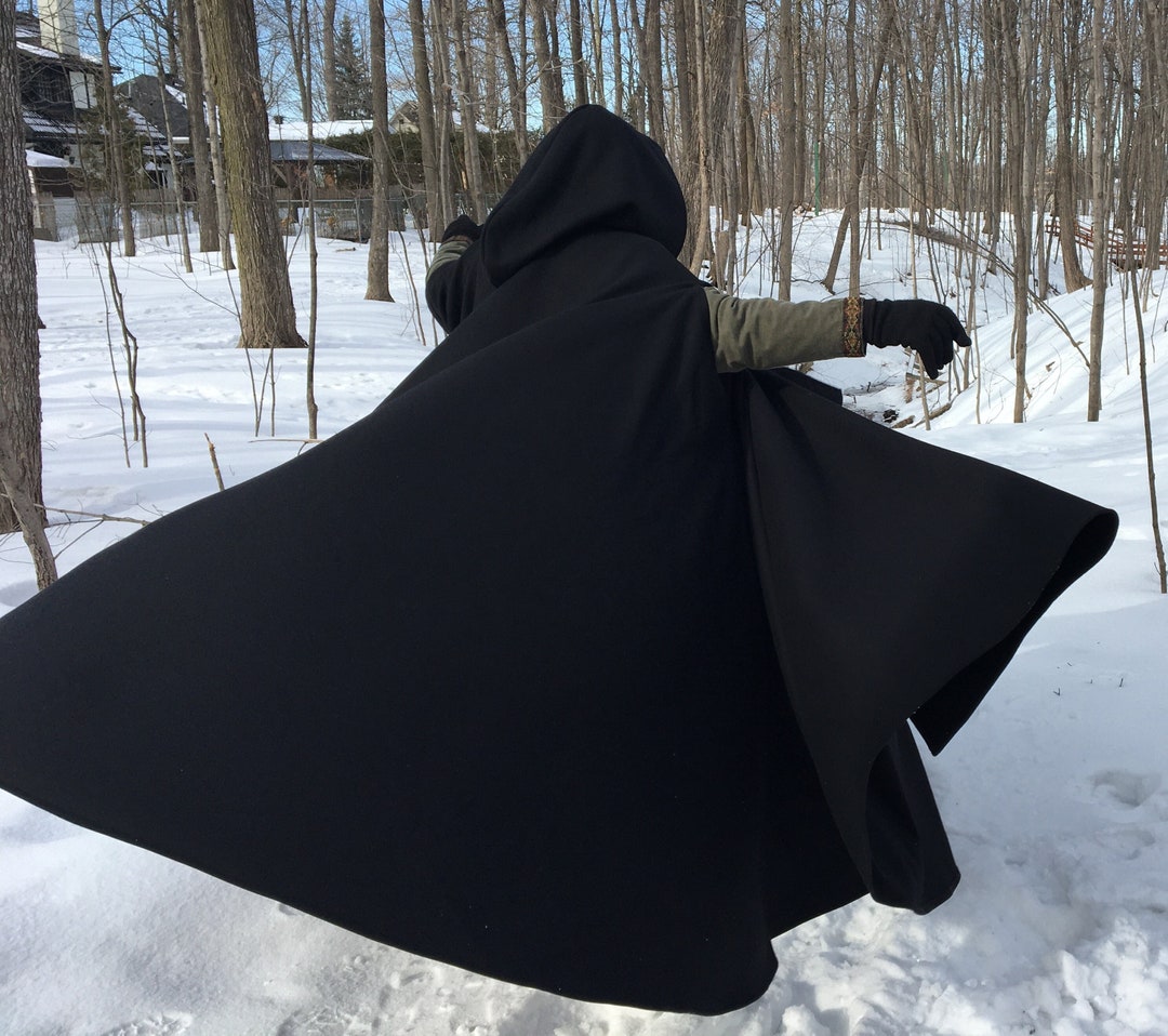 Black WOOL Cloak FULL Circle - Custom Length - Etsy