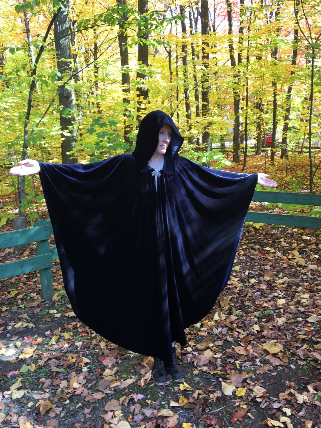 Navy Blue Velvet Cloak - Accessible Hands - Custom Length - Etsy