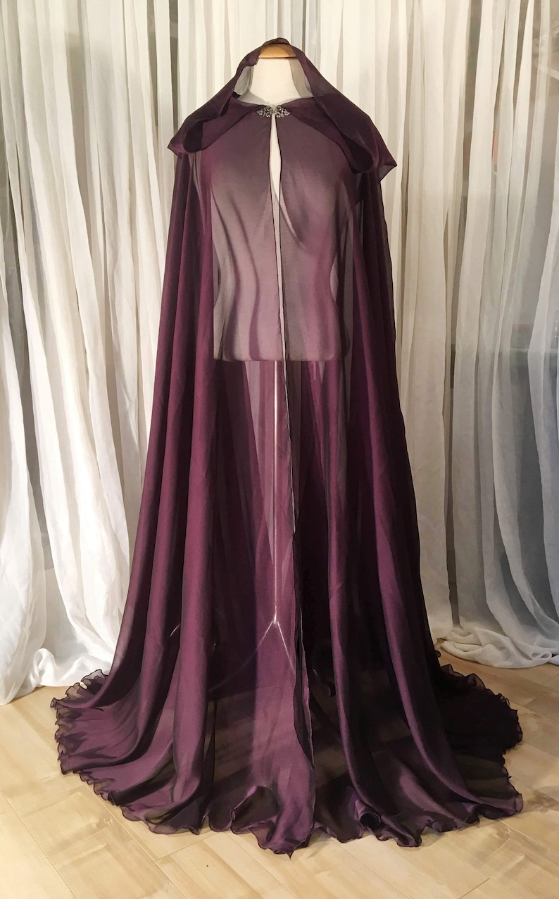 FULL CIRCLE Purple Plum Chiffon Cloak Your Length - Etsy