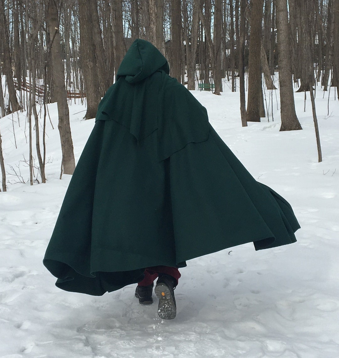 Green WOOL Cloak With Cape-scarf - Custom Length - Etsy