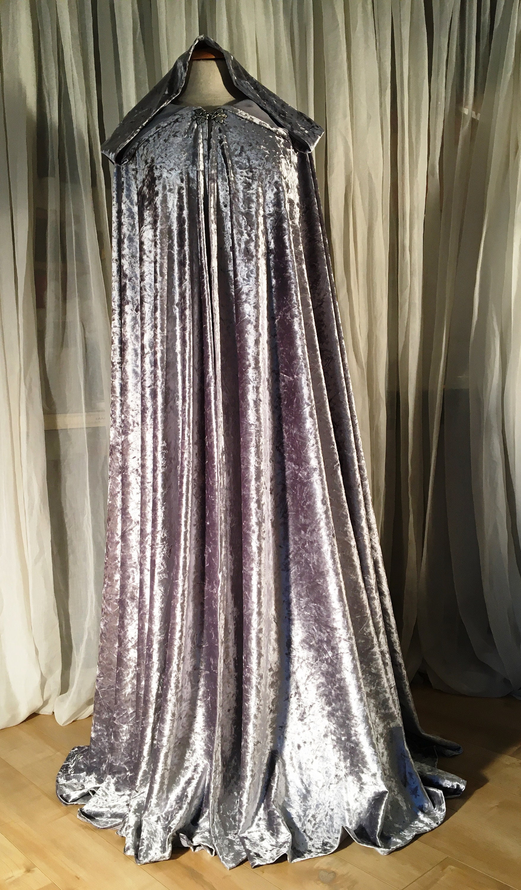 FULL CIRCLE Silver Grey Crushed Velvet Cloak Your Length | Etsy