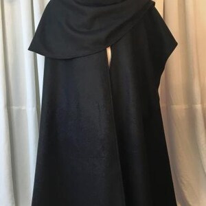 Black WOOL Cloak With Cape-scarf - Custom Length - Etsy