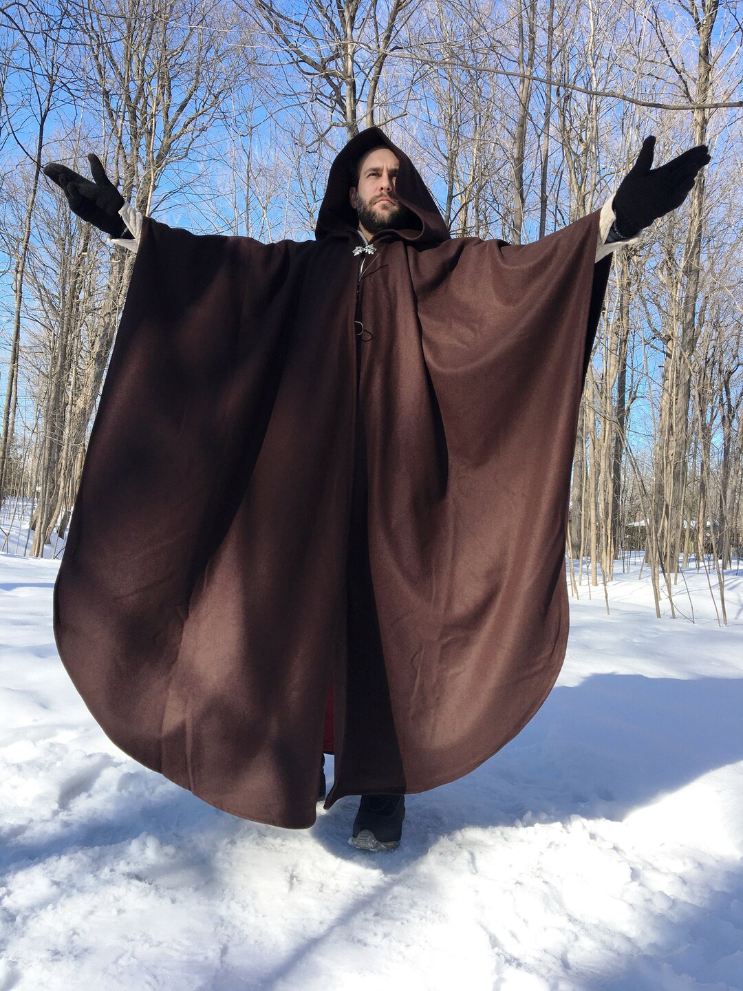 Discounted Brown WOOL Cloak Accessible Hands Custom Length - Etsy