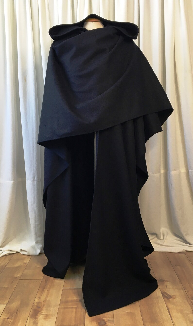 Navy Blue WOOL Cloak - Accessible Hands - Custom Length - Etsy