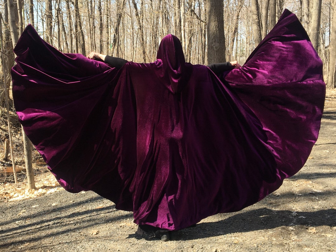 FULL CIRCLE Plum Purple Velvet Cloak - Xlarge Hood Lined With Velvet ...
