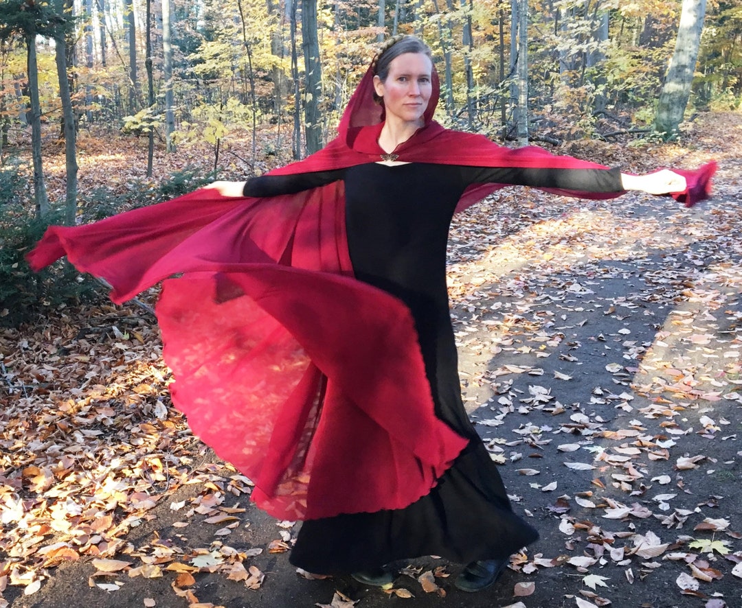 FULL CIRCLE Deep Red Scarlet Chiffon Cloak - Custom Length - Etsy