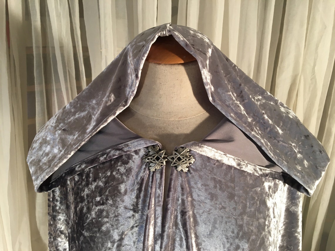 FULL CIRCLE Silver Grey Crushed Velvet Cloak Your Length | Etsy