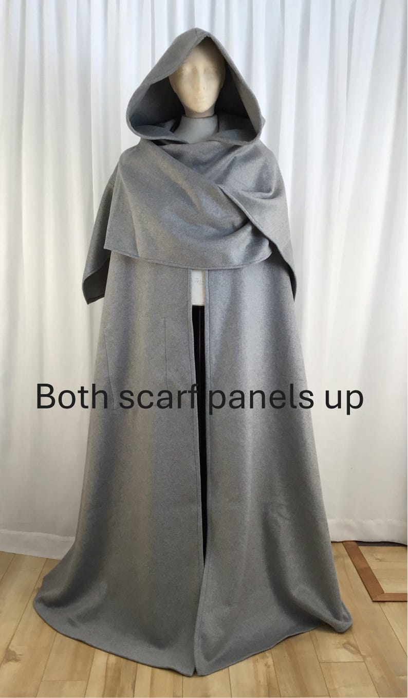 Pale Gray Thick WOOL Cloak With Cape-scarf - Custom Length - Etsy