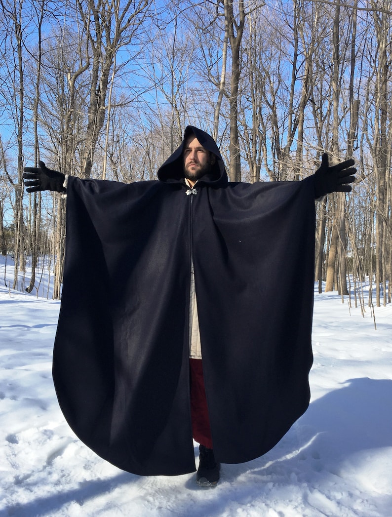 Navy Blue WOOL Cloak - Accessible Hands - Custom Length - Etsy