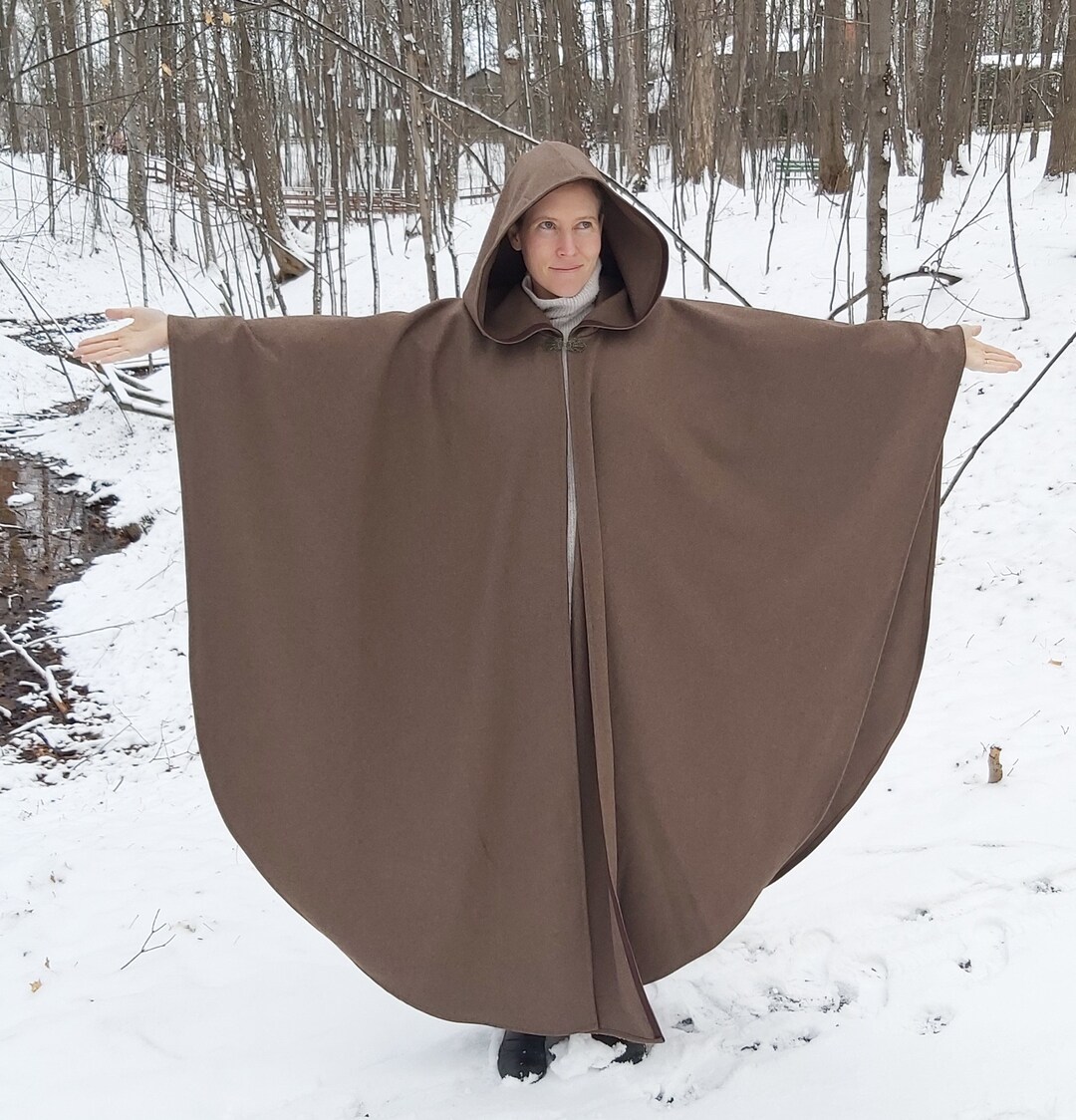 Walnut Brown WOOL Cloak - Accessible Hands - Custom Length - Etsy