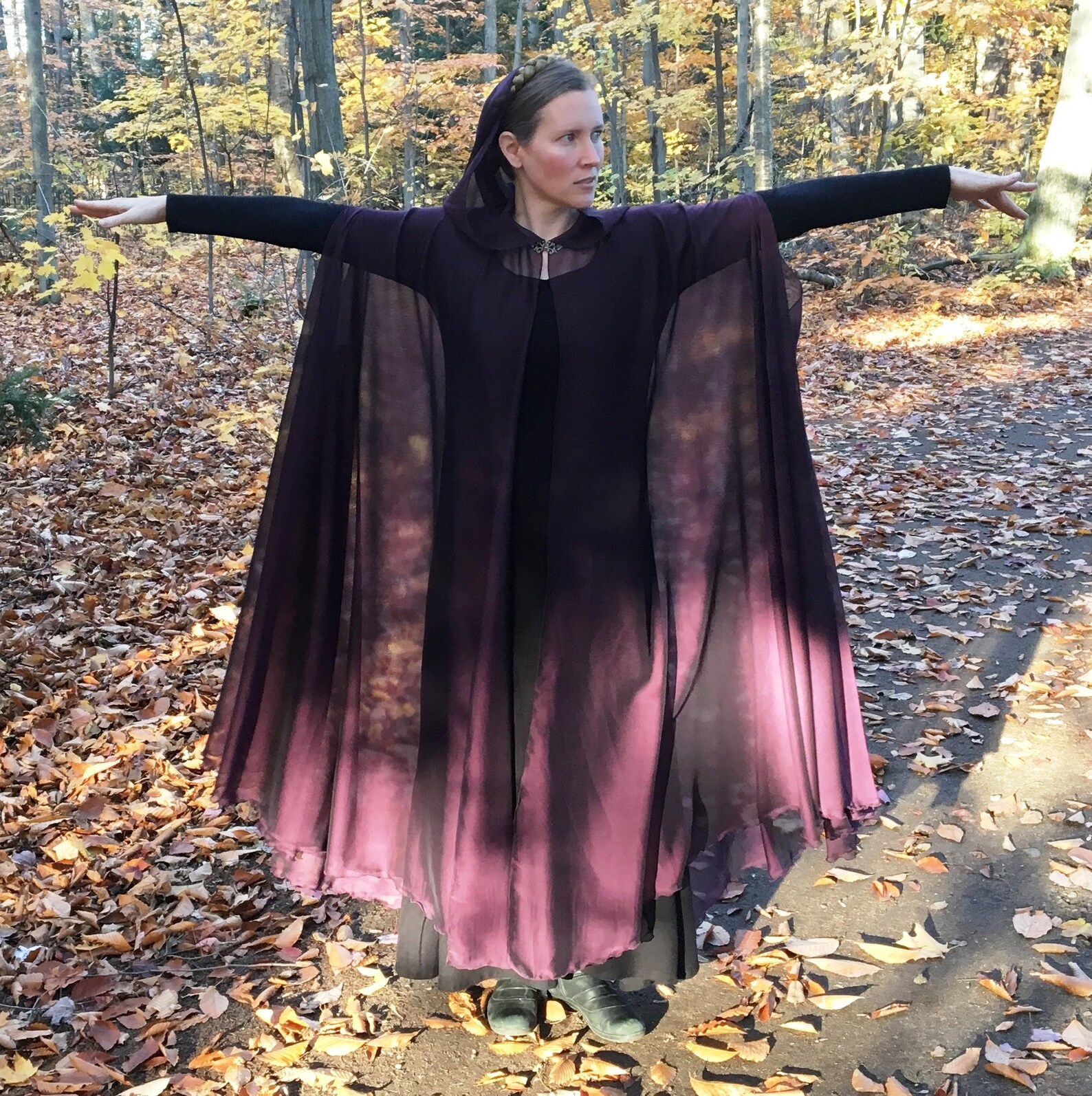 FULL CIRCLE Purple Plum Chiffon Cloak Your Length - Etsy