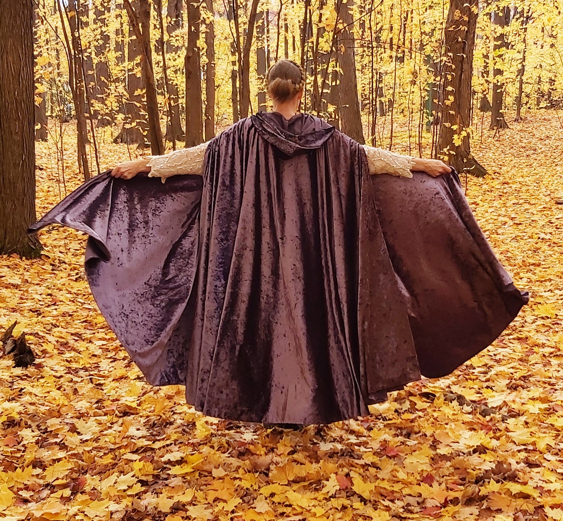 FULL CIRCLE Mauve Lavender Crushed Velvet Cloak - Custom Length - Etsy