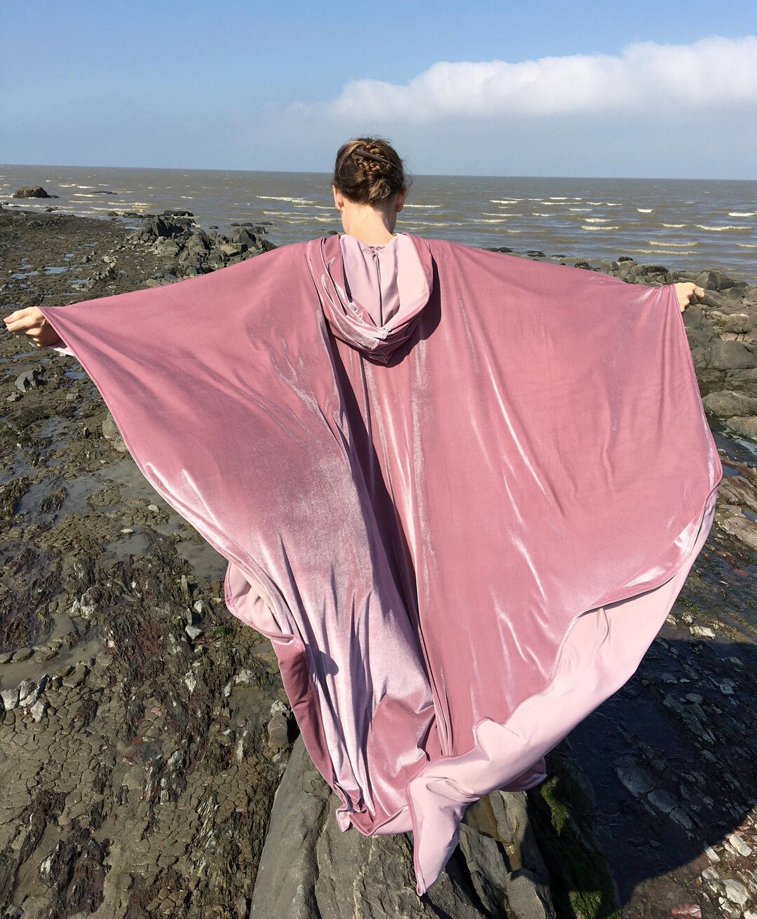 Dusty Pink Velvet Cloak - Accessible Hands - Custom Length - Etsy