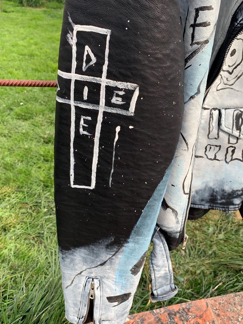 Lil Peep Never Say Die Custom Hand-painted Leather Jacket - Etsy