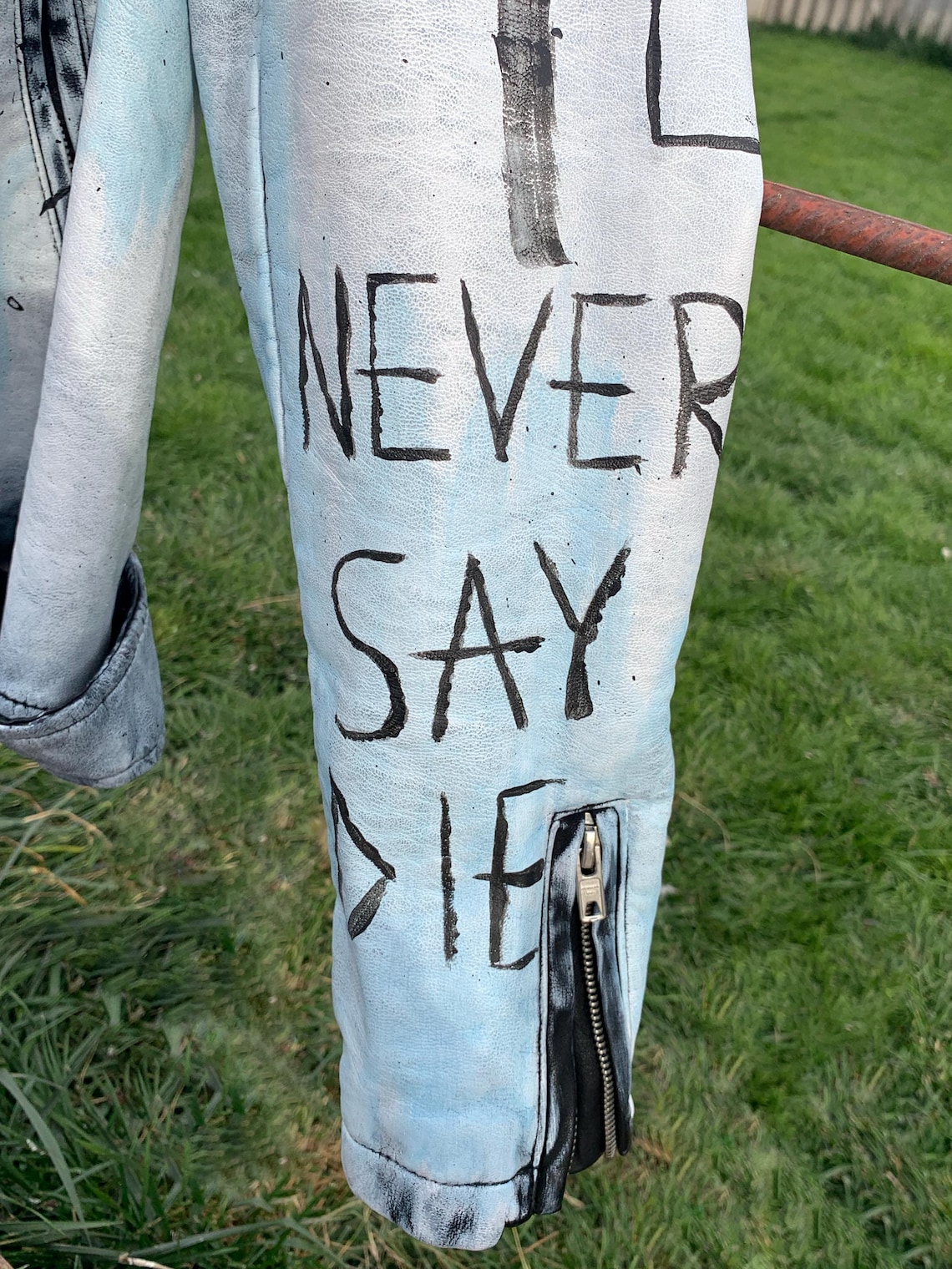 Lil Peep Never Say Die Custom Hand-painted Leather Jacket - Etsy