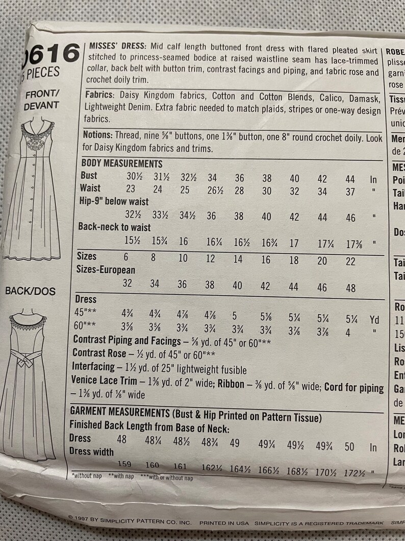 Simplicity Sewing Pattern Daisy Kingdom 0616 Misses Dress Sizes 6 8 10 ...