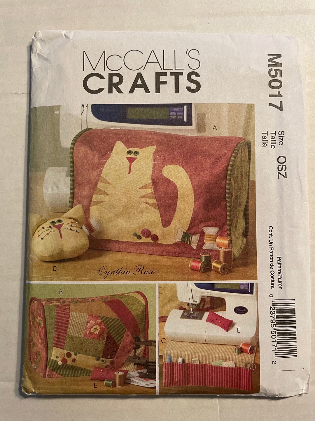 Mccalls Craft Sewing Pattern M5017 Cat Sewing Machine Cover Organizer ...