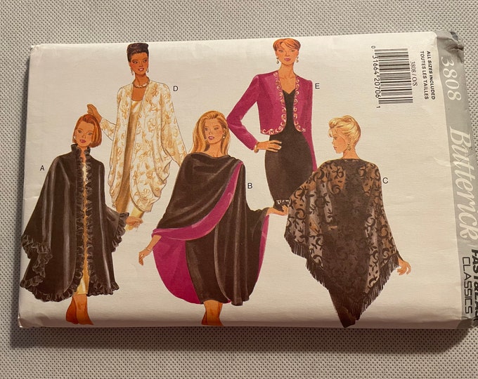 Butterick Fast and Easy Sewing Pattern 3808 Misses Cape Shawl Jacket ...