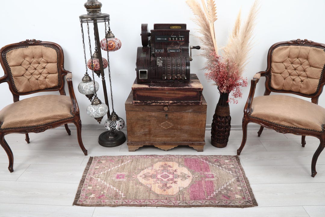 2x4 Turkish Brown Rug, 2x4 Vintage Door Mat, Bohemian Mats, Handwoven ...