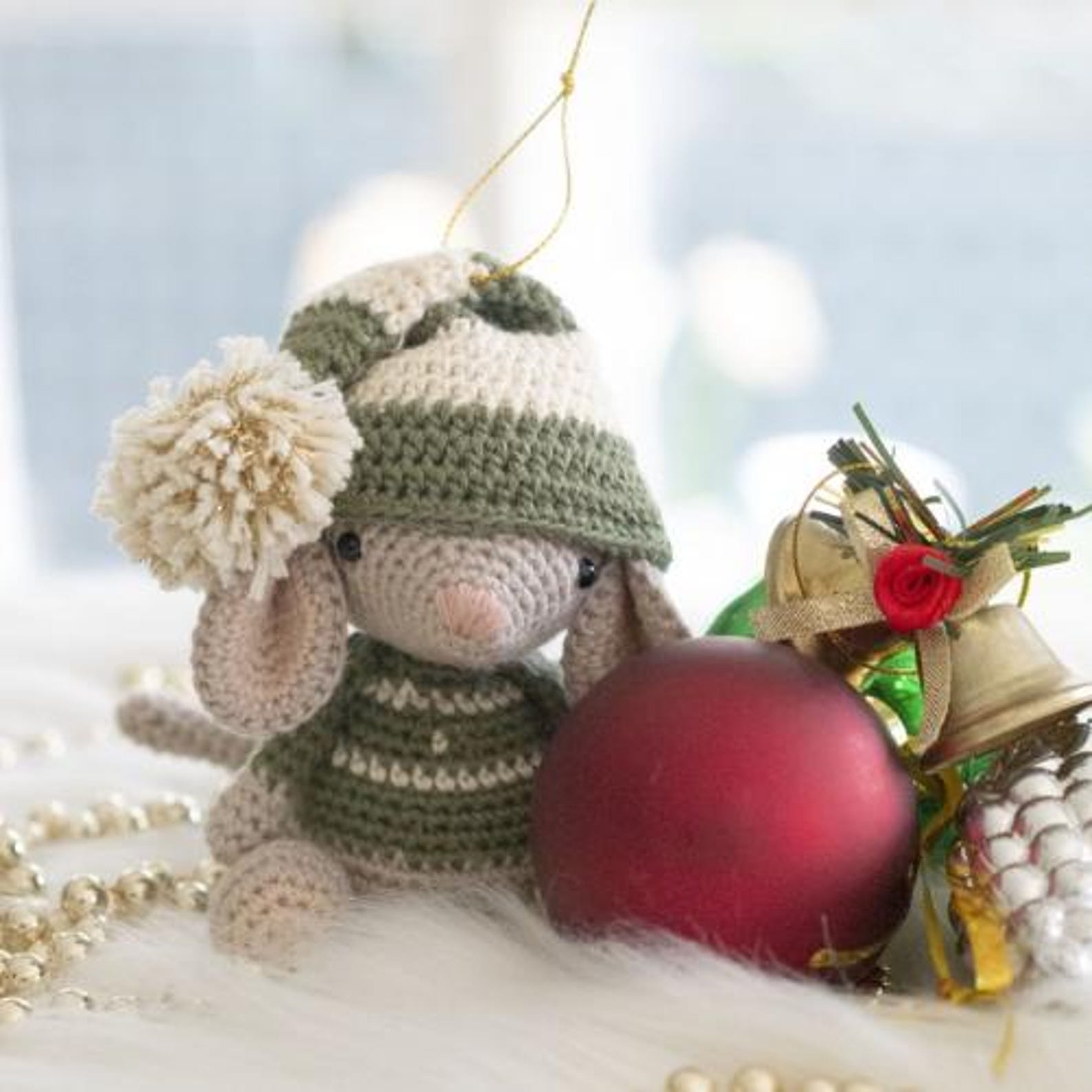 Christmas Muni the Mouse Cute Crochet Pattern Decoration Tree Ornament ...