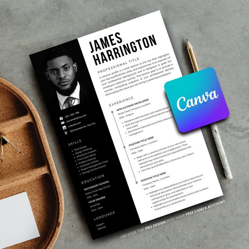 Elegant Modern Corporate CV 2024 Professional Resume Template for Canva ...