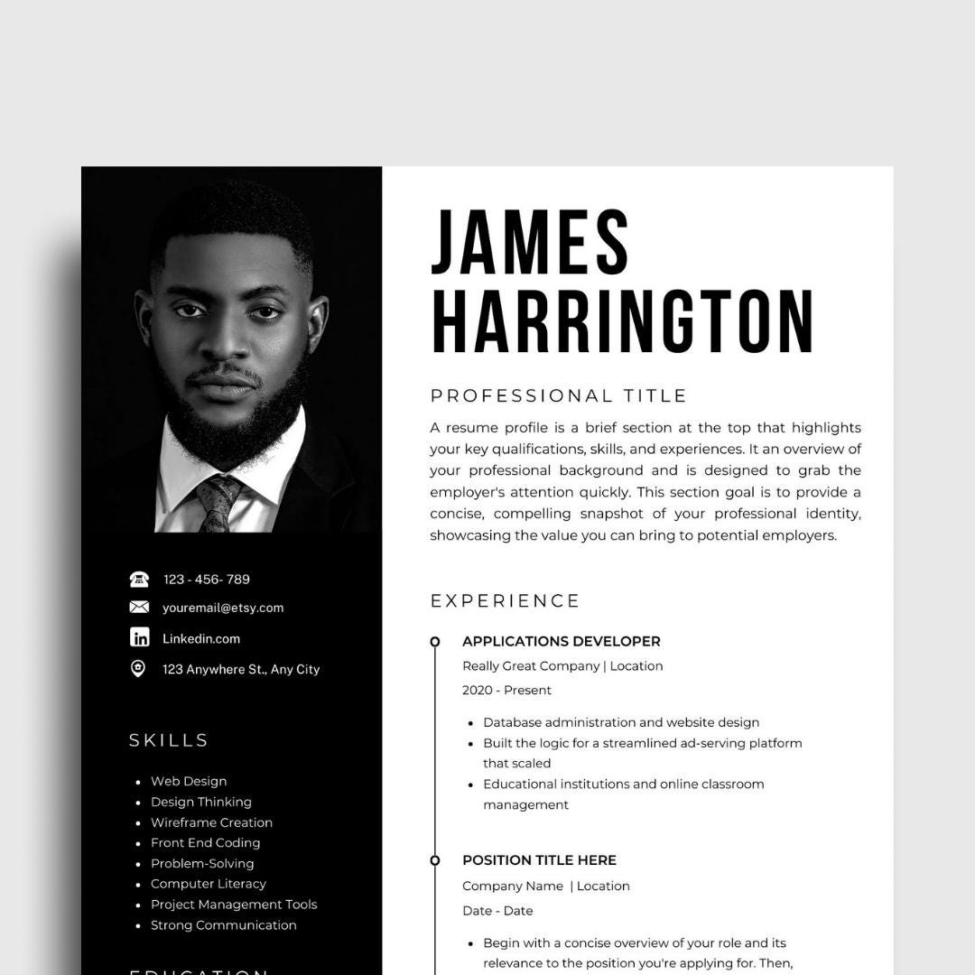 Elegant Modern Corporate CV 2024 Professional Resume Template for Canva ...