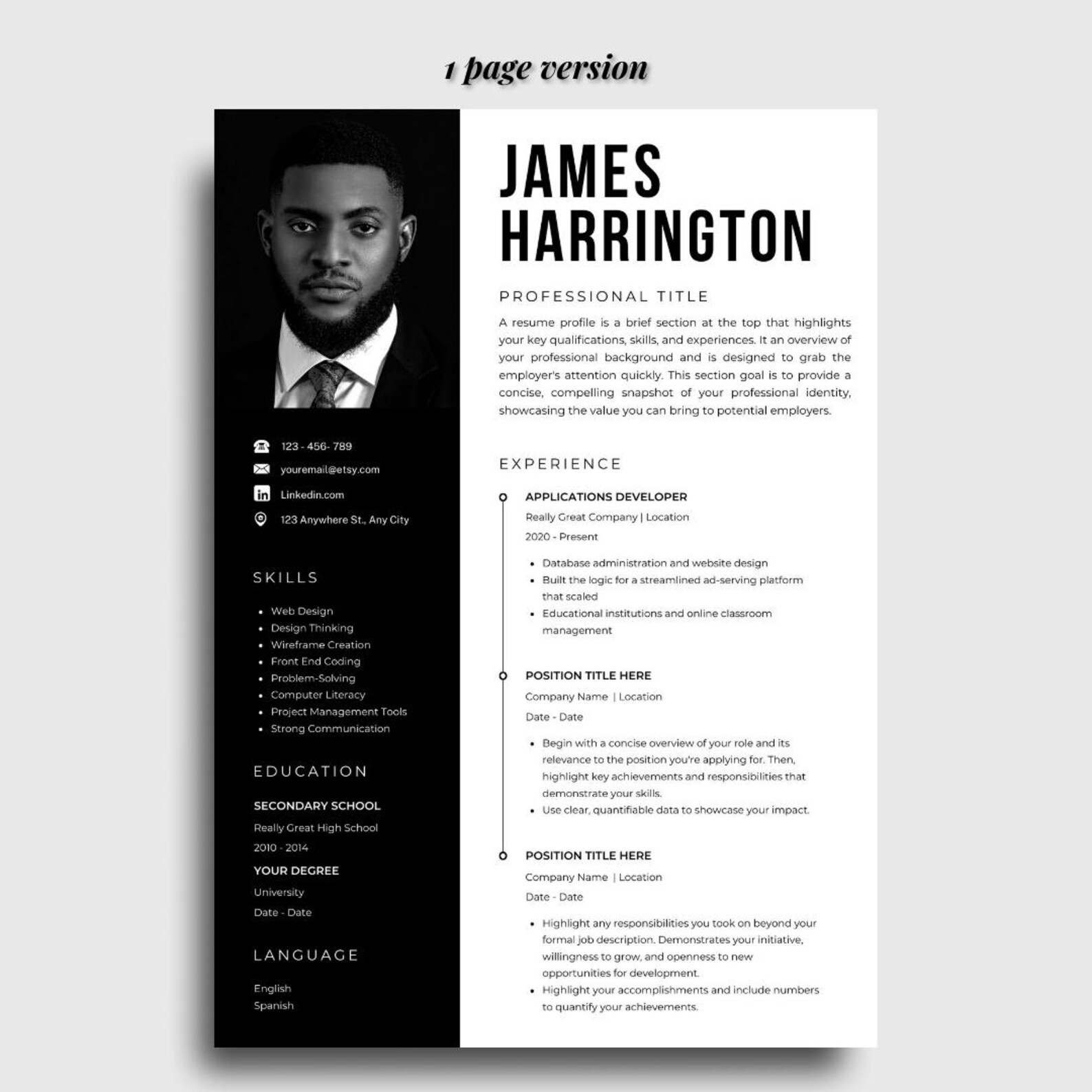 Elegant Modern Corporate CV 2024 Professional Resume Template for Canva ...