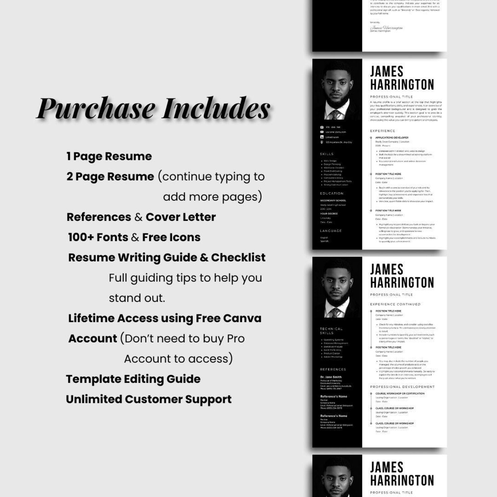 Elegant Modern Corporate CV 2024 Professional Resume Template for Canva ...