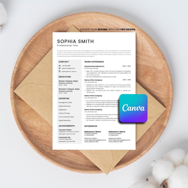 Professional Minimalist Resume CV With Cover Letter, 1 Page Cv Template ...