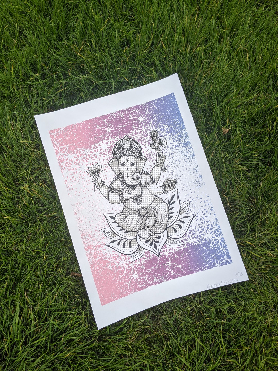 Ganesh Geometric Screen Print A3 Candy Edition Tattoo Artist - Etsy
