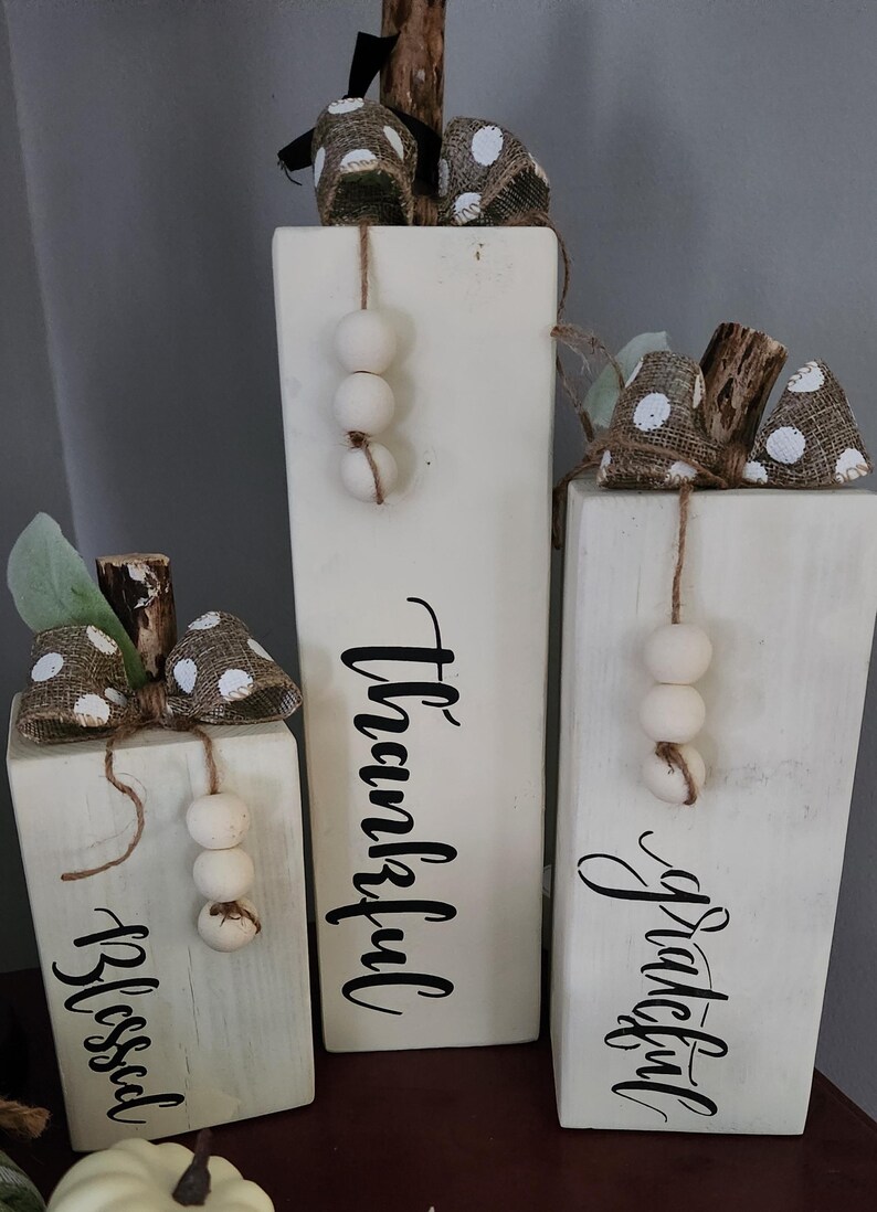 Thankful Grateful Blessed 3 Pc Set - Etsy