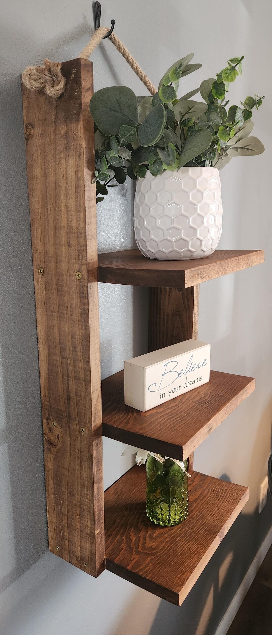 Smaller Rustic Hanging Wood Ladder Shelves - Etsy