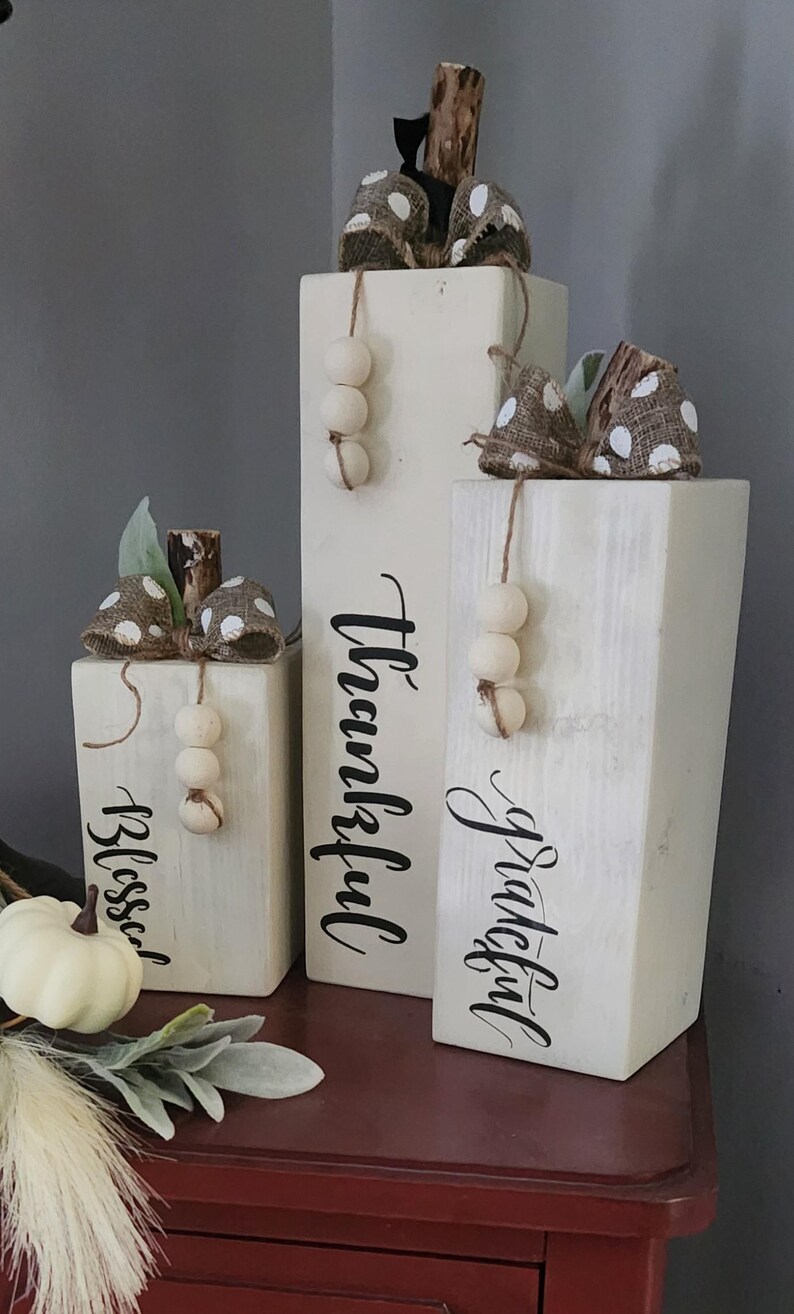 Thankful Grateful Blessed 3 Pc Set - Etsy