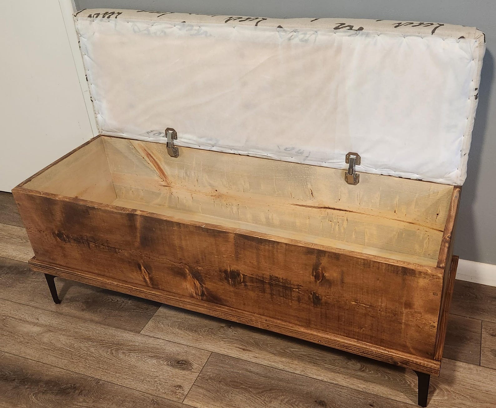 Rustic Pine Storage Bench - Etsy