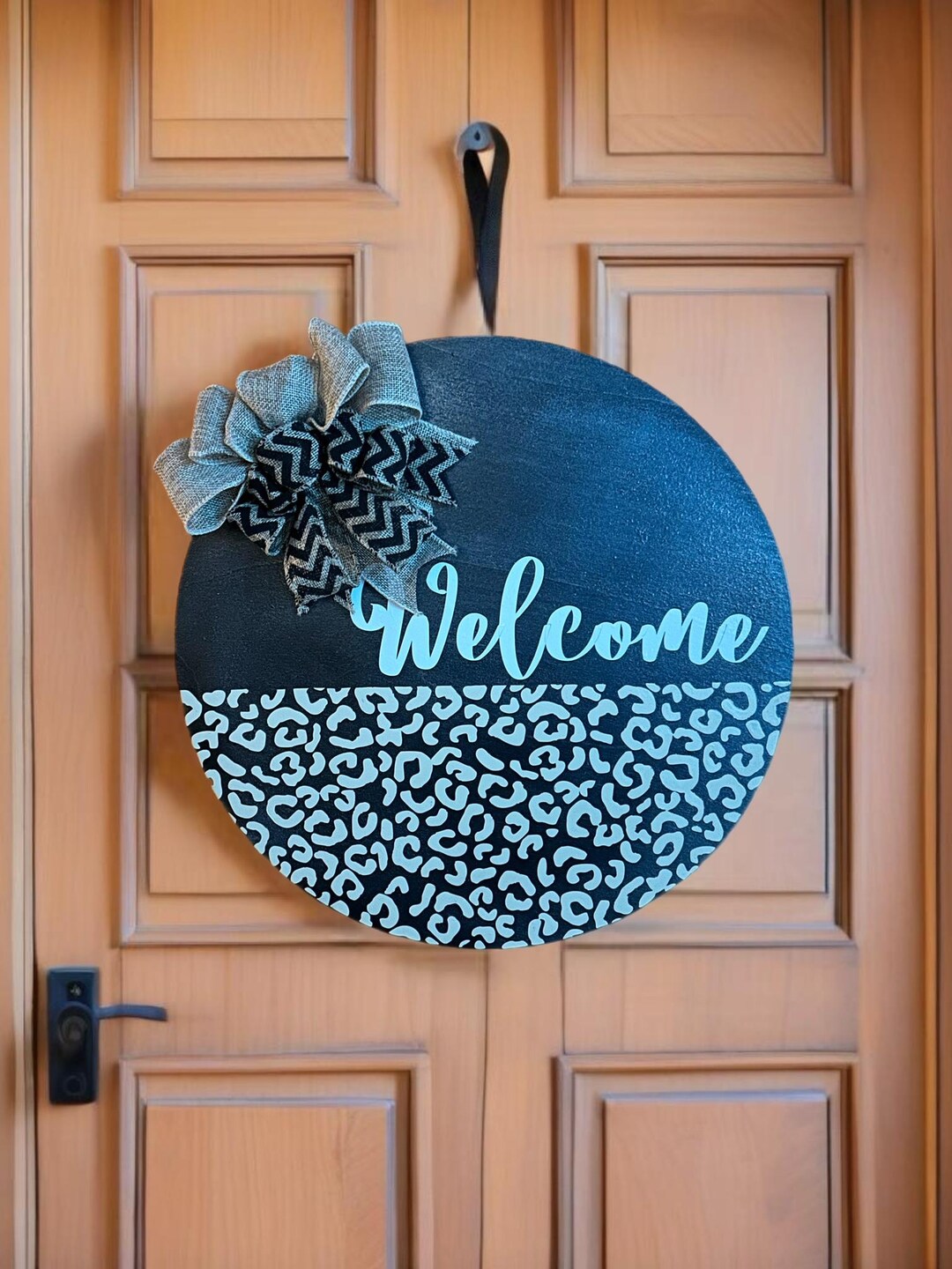 Leopard "welcome" Sign With Ribbon - Etsy