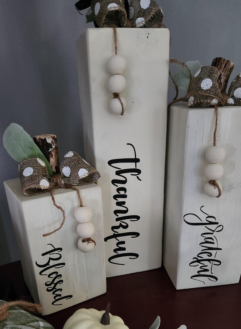 Thankful Grateful Blessed 3 Pc Set - Etsy