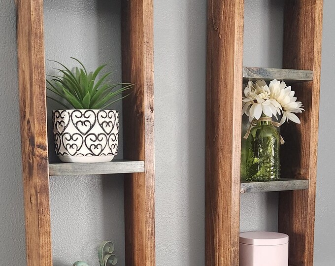 Two Wall Mounted Box Shelves Honey / Phantom Gray Stain - Etsy
