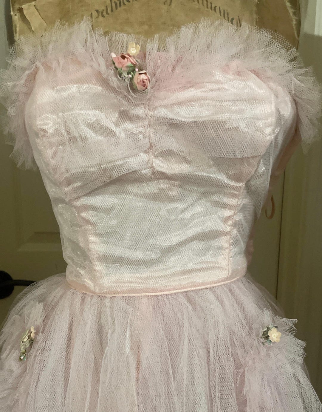 1950s Light Pink Tulle Prom Dress 50s Cupcake Dress 50s Formal Dress ...