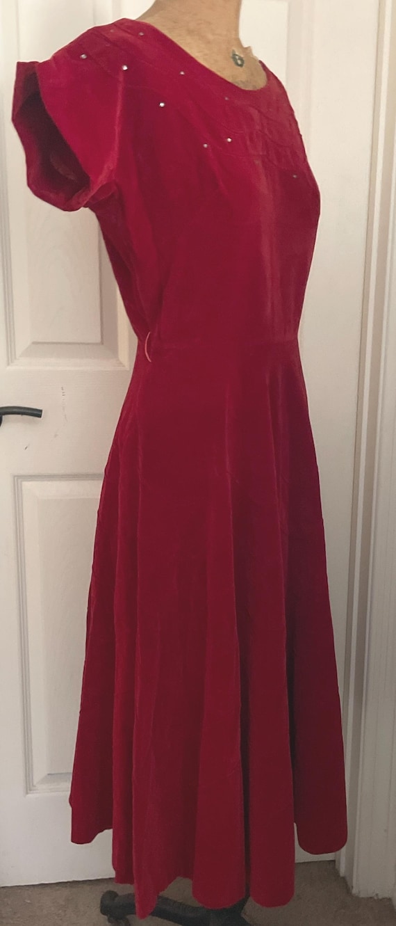 1950’s Red Velvet Party Dress! 50’s Swing dress, Rock… - Gem