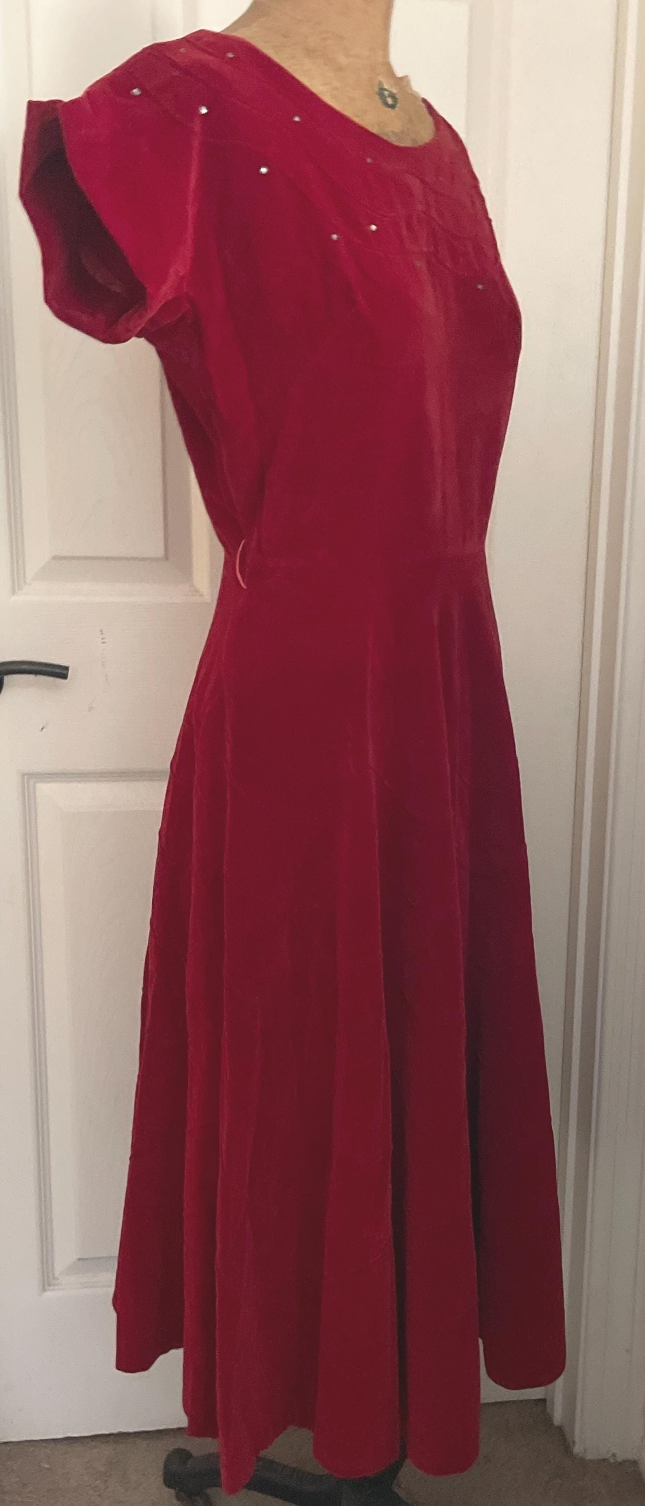 1950’s Red Velvet Party Dress! 50’s Swing Dress, Rockabilly Dress, 50s ...