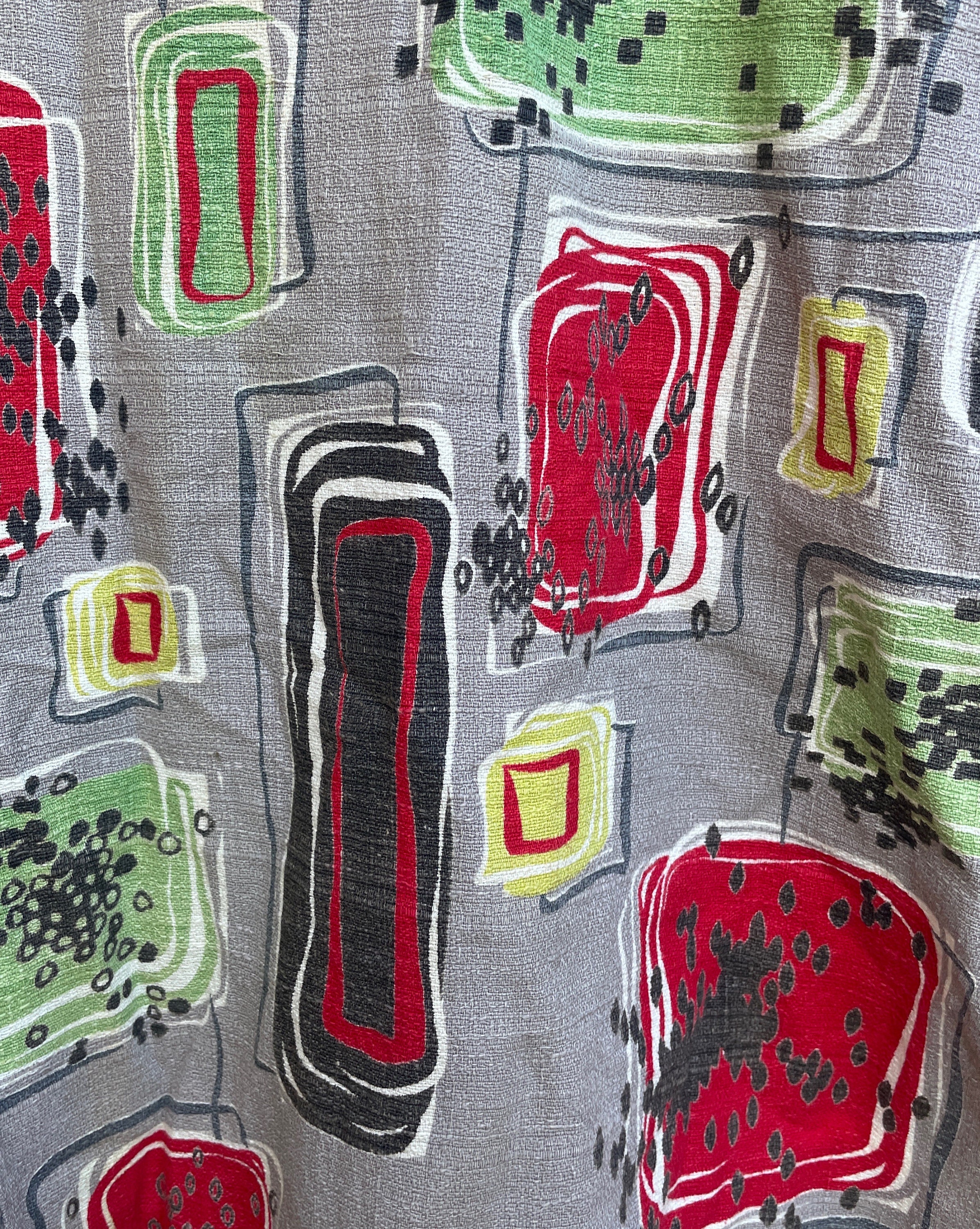 1950s Atomic Print Barkcloth Curtain Panel: Vintage Fabric - Etsy